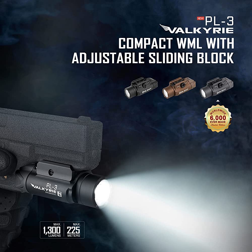Olight PL-3 Valkyrie 1300 Lumens Compact Tactical Flashlight - Black ...